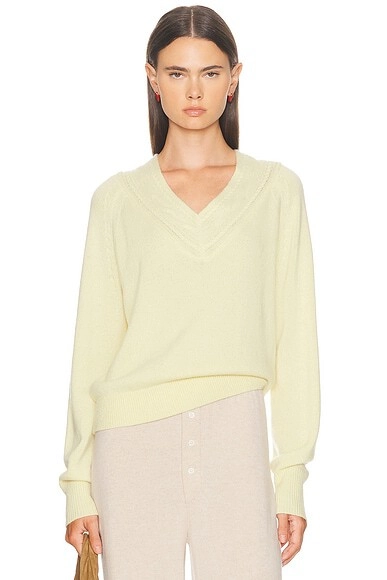 Guest In Residence The Varsity V Neck Sweater - Mist