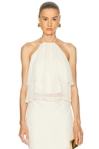 THE SEI Ruffle Halter Top - Cream