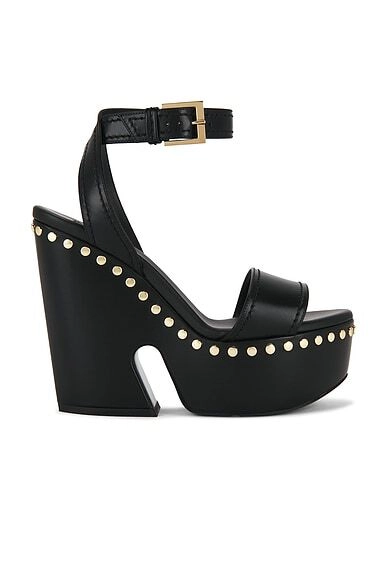 Givenchy Calfskin Leather Clog Sandals With Gold-tone Studs - Black