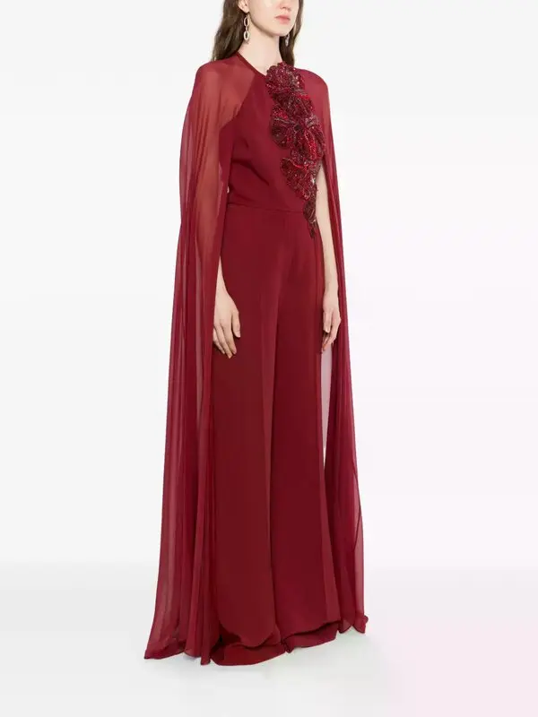 Elie Saab Sequin Embellished Cape Jumpsuit