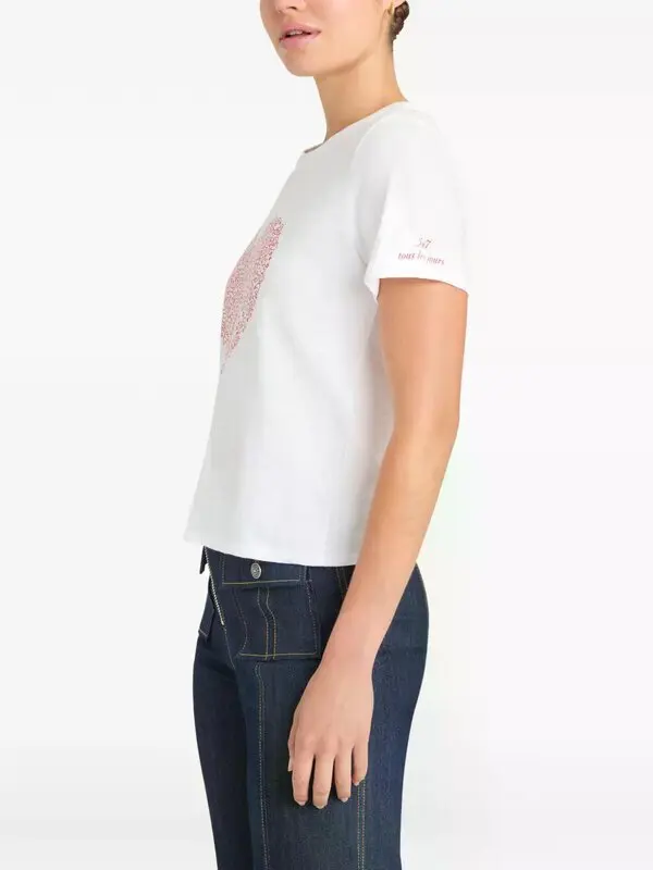 Cinq À Sept Rhinestone Embellished Heart Print T-shirt