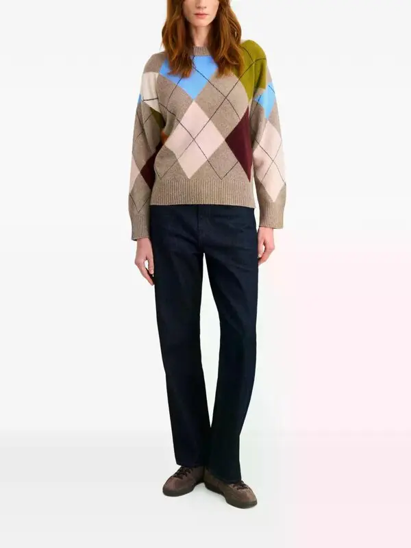 Pringle Of Scotland Argyle Crew-neck Lambswool Sweater - Neutrals