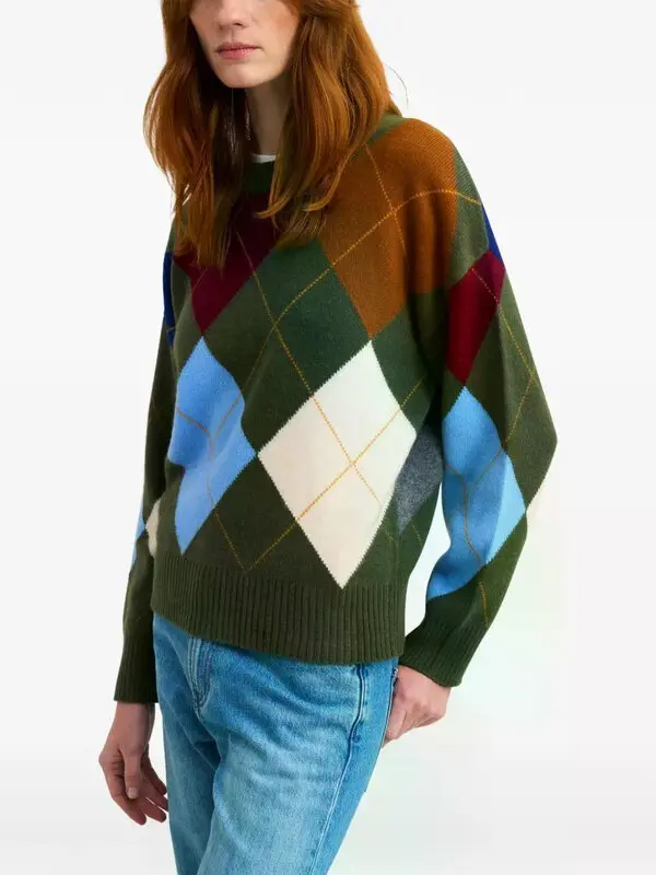 Pringle Of Scotland Argyle Crew Neck Sweater - Green
