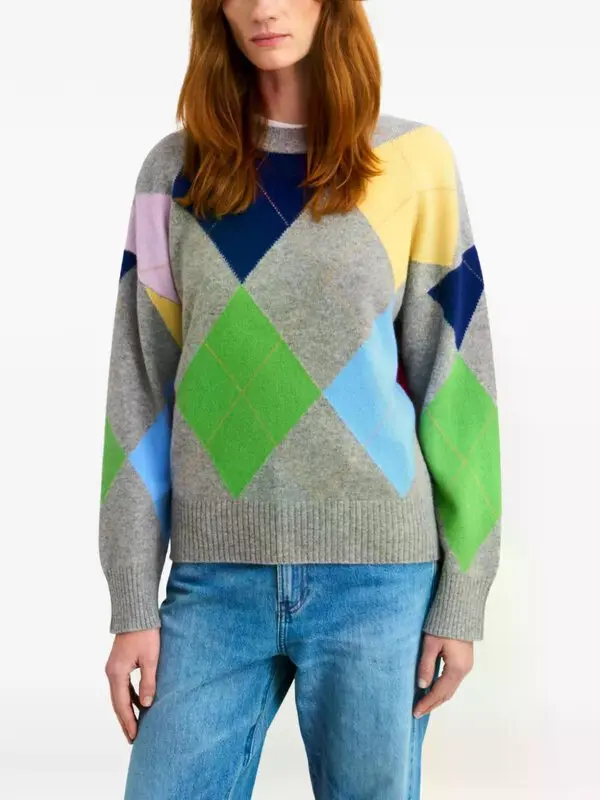 Pringle Of Scotland Argyle Crew Neck Sweater - Grey