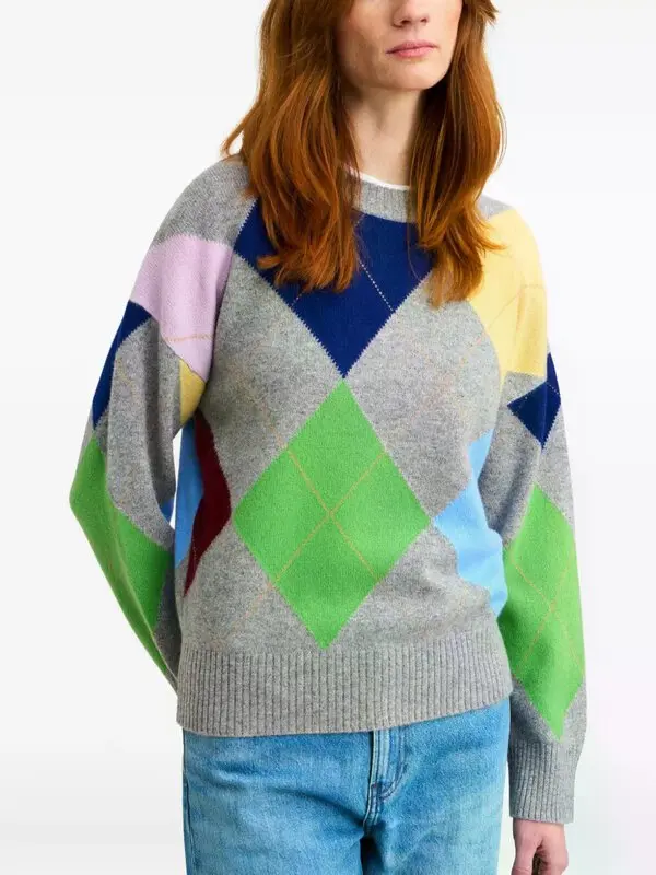 Pringle Of Scotland Argyle Crew Neck Sweater - Grey