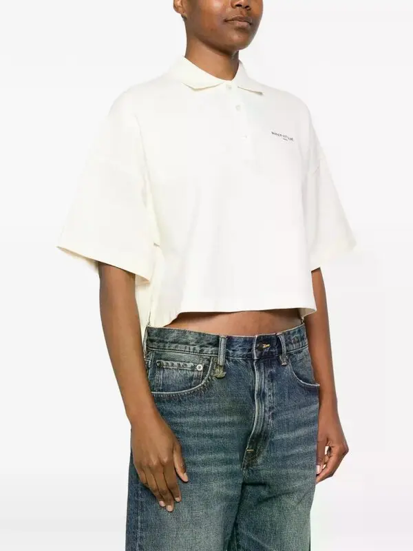 Maison Kitsuné Cropped Buttoned Polo Shirt - Neutrals