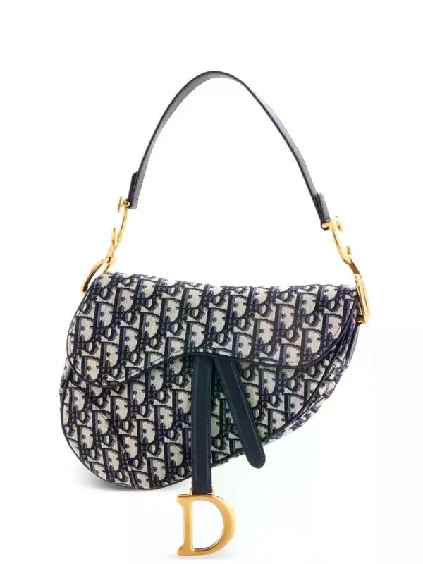 Dior Saddle Oblique Canvas Medium Shoulder Bag - Blue