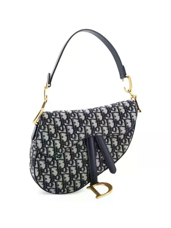 Dior Saddle Oblique Canvas Medium Shoulder Bag - Blue