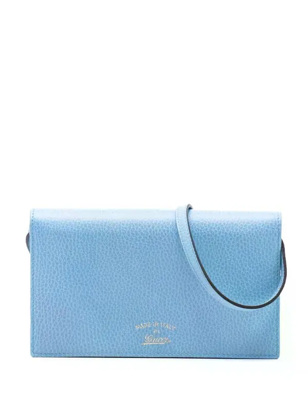 Gucci 2000-2015 Dollar Calfskin Swing Wallet On Strap Crossbody Bag - Blue
