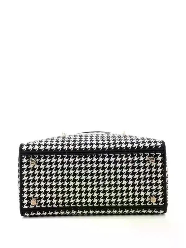 Dior Lady D-lite Houndstooth Canvas Shoulder Bag - Black
