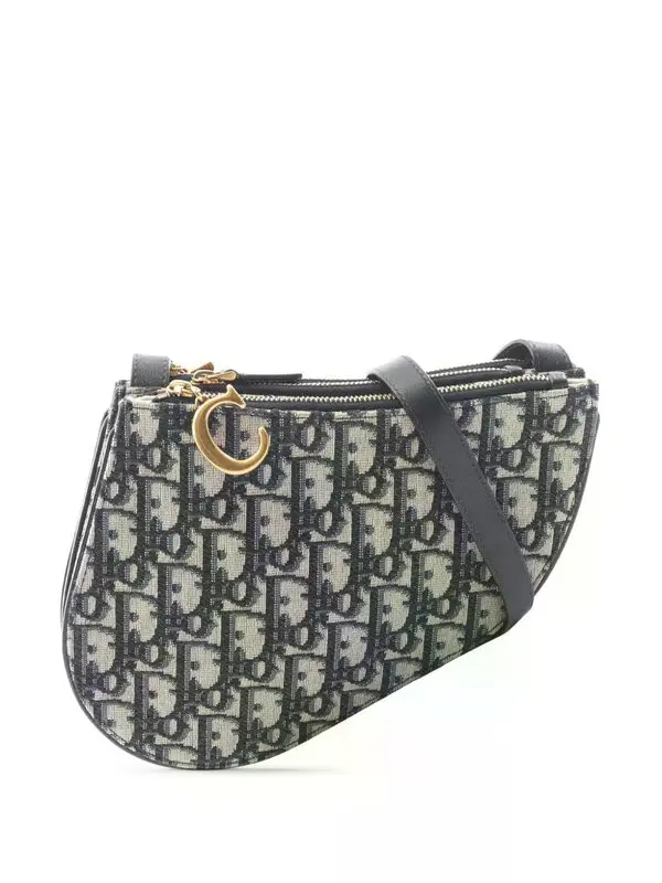 Dior Oblique Canvas Saddle Triple Zip Crossbody Bag - Brown