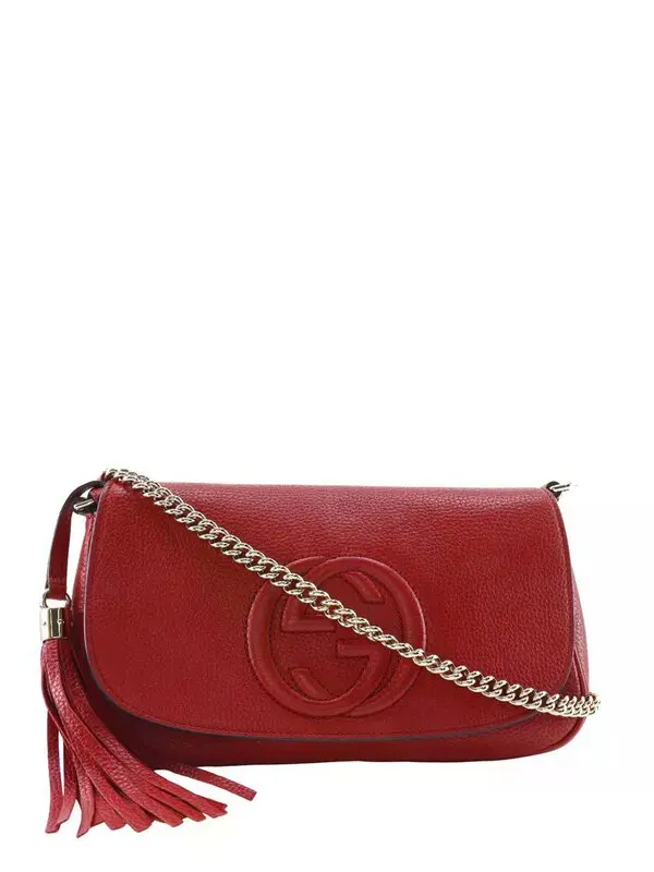 Gucci 2000-2015 Leather Soho Chain Flap Crossbody Bag - Red