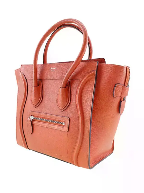 Celine 2012-2018 Micro Leather Luggage Tote Bag - Orange