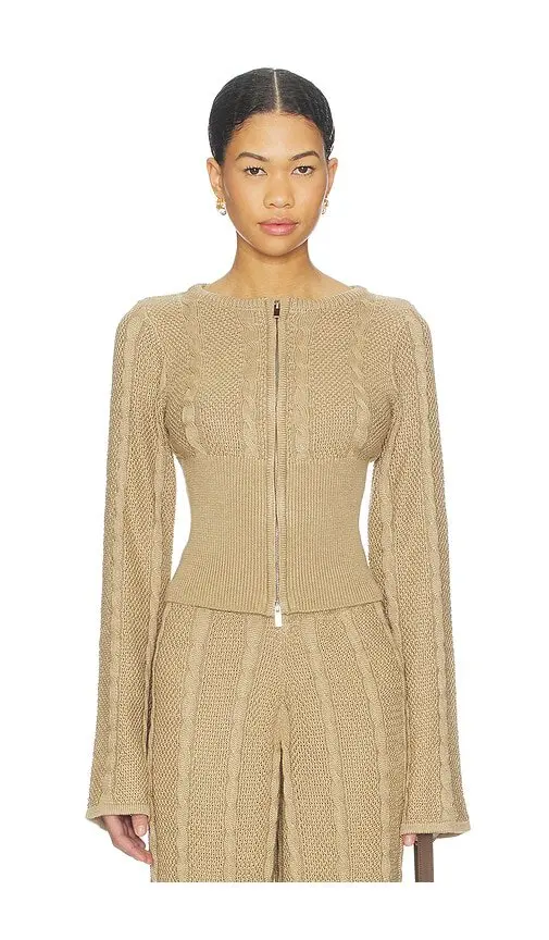SNDYS. Cici Cable Knit Zip-up Top