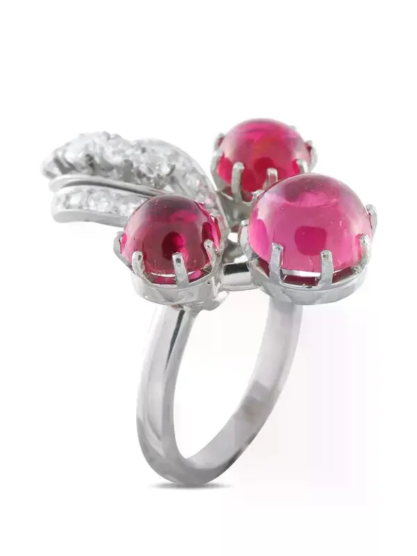 LB EXCLUSIVE Platinum Diamond And Tourmaline Ring