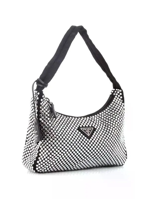 Prada Re-edition 2000 Crystal Embellished Mini Hobo Bag