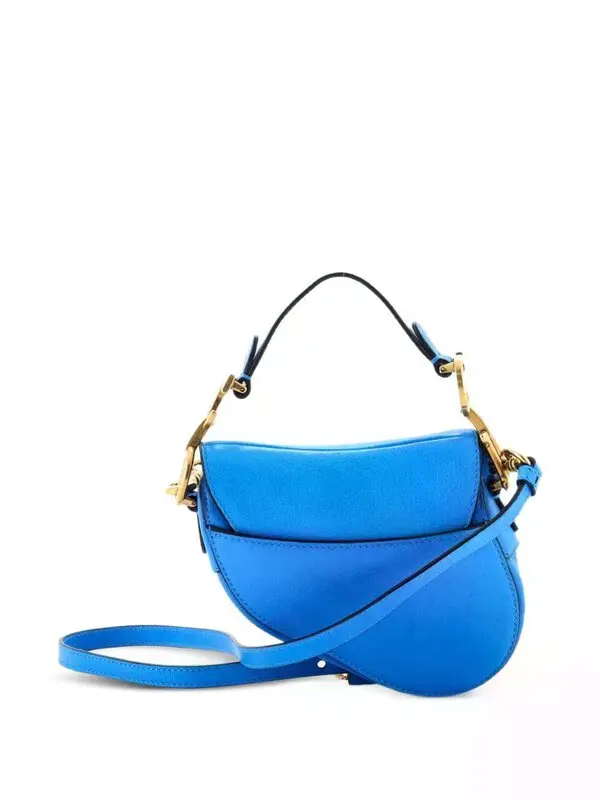 Dior Saddle Handbag With Strap Leather Micro Shoulder Bag - Blue