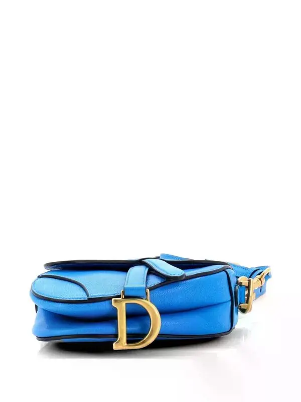 Dior Saddle Handbag With Strap Leather Micro Shoulder Bag - Blue