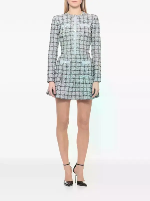 SELF-PORTRAIT Check Pattern Cardigan With Diamanté Embellishments - Blue