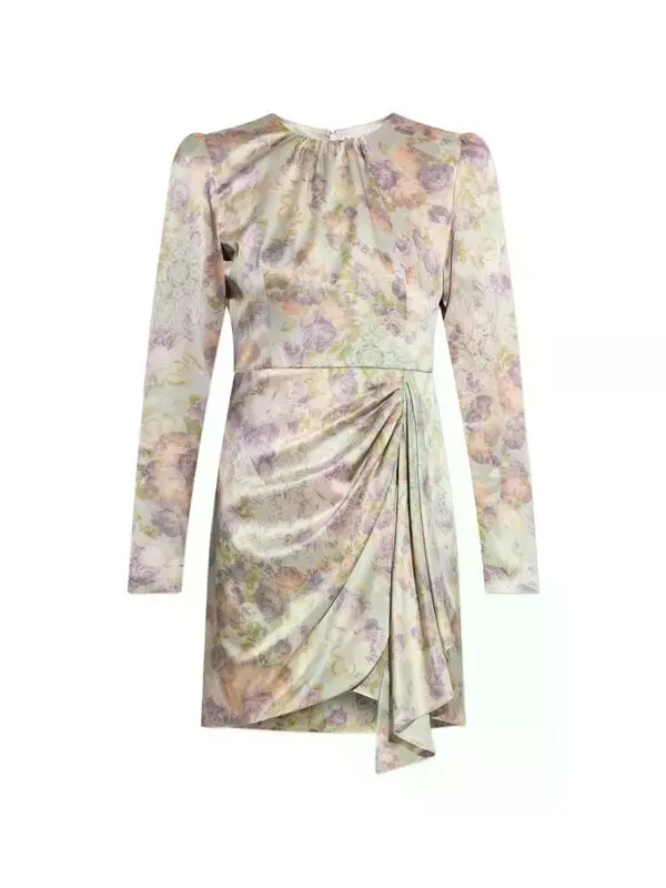 Alessandra Rich Floral Print Draped Dress