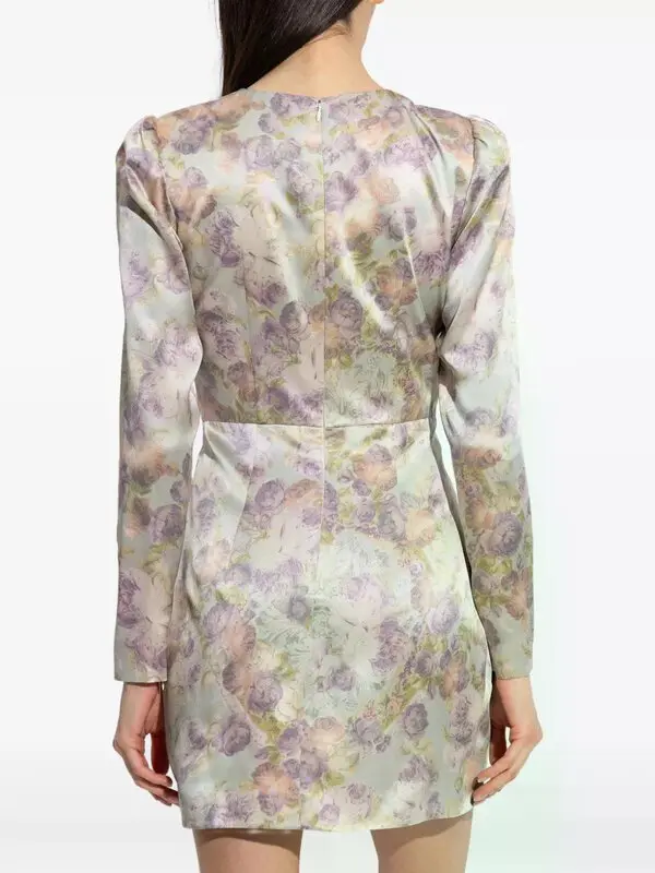 Alessandra Rich Floral Print Draped Dress