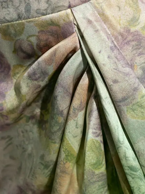 Alessandra Rich Floral Print Draped Dress