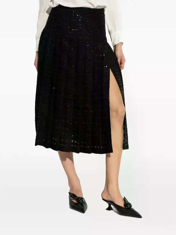 Alessandra Rich Sequin Slit Skirt - Black