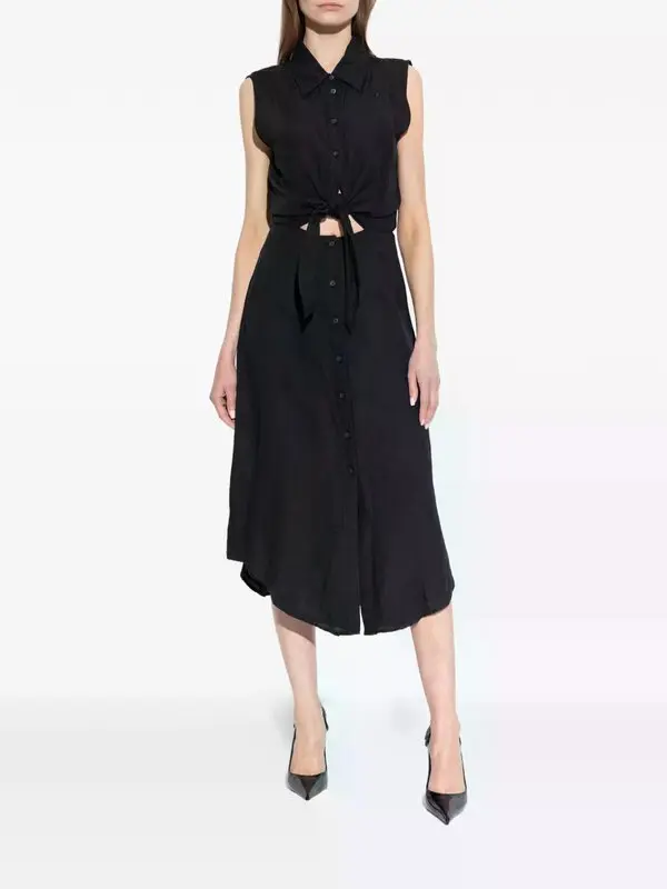 DIESEL® Sleeveless Button-tie Asymmetric Hem Dress - Black