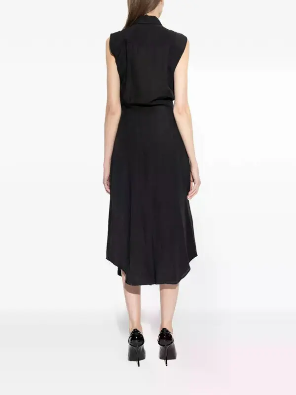 DIESEL® Sleeveless Button-tie Asymmetric Hem Dress - Black