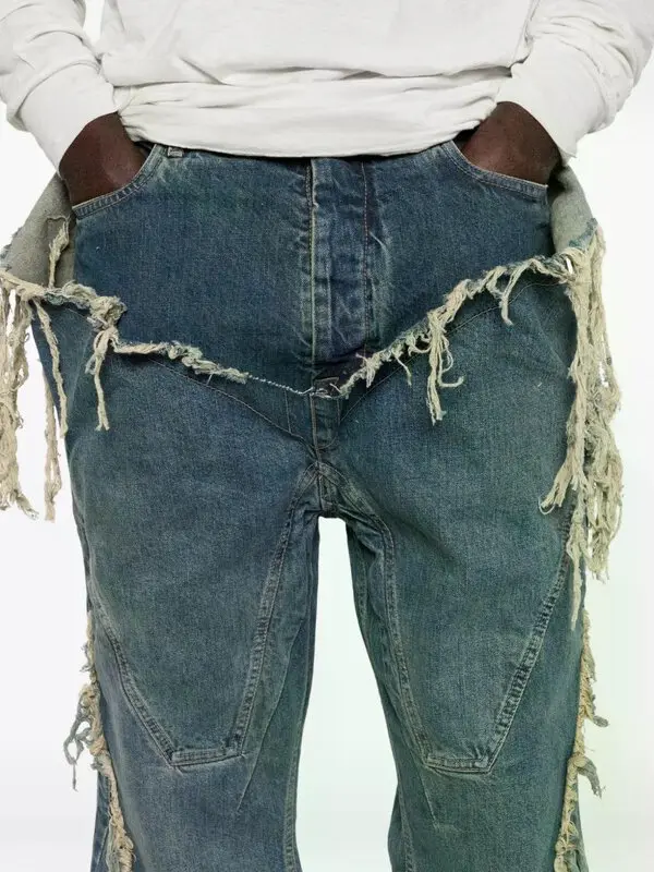 Rick Owens Frayed-trim Distressed Jeans