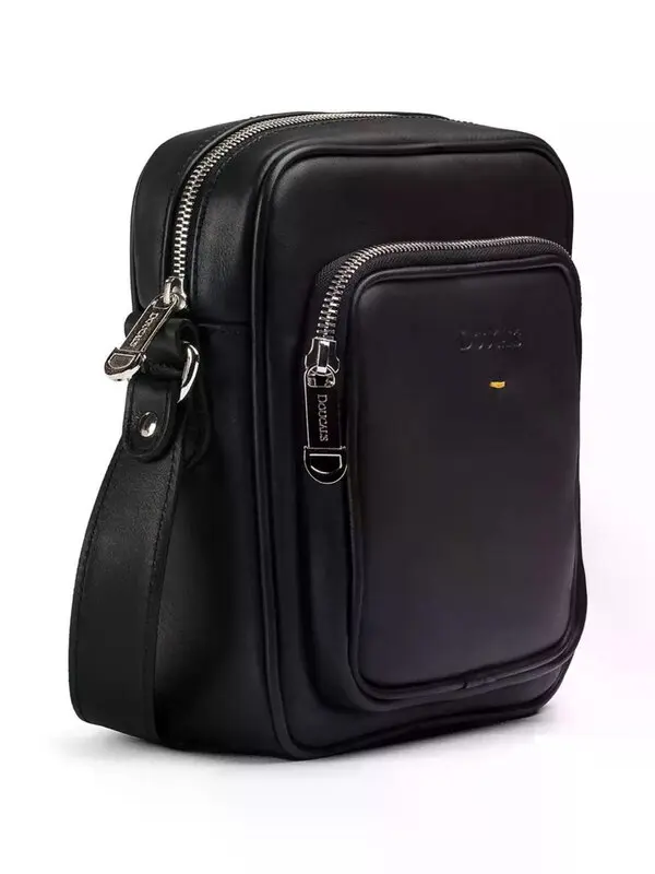 DOUCAL'S Leather Messenger Bag - Black