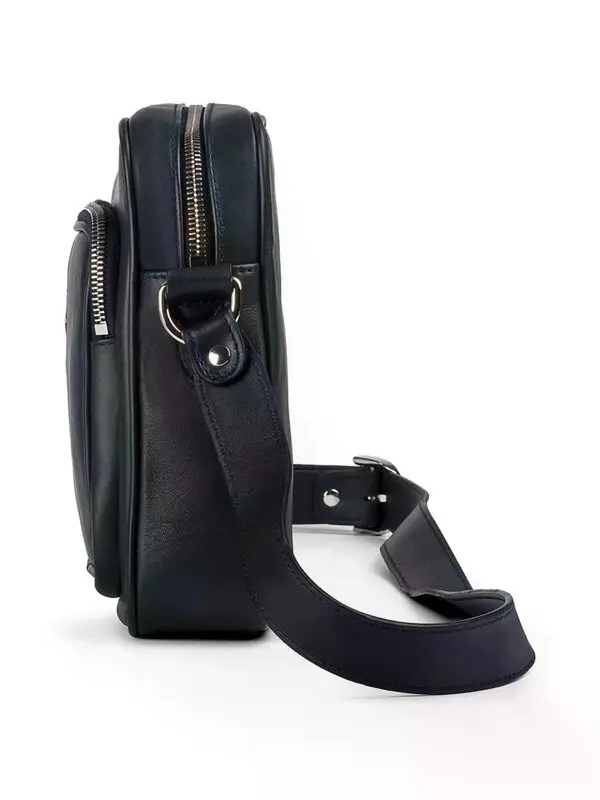 DOUCAL'S Leather Messenger Bag - Blue