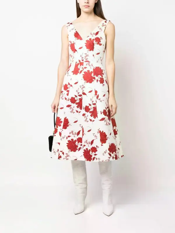 EMILIA WICKSTEAD Floral-print Midi Dress - Neutrals