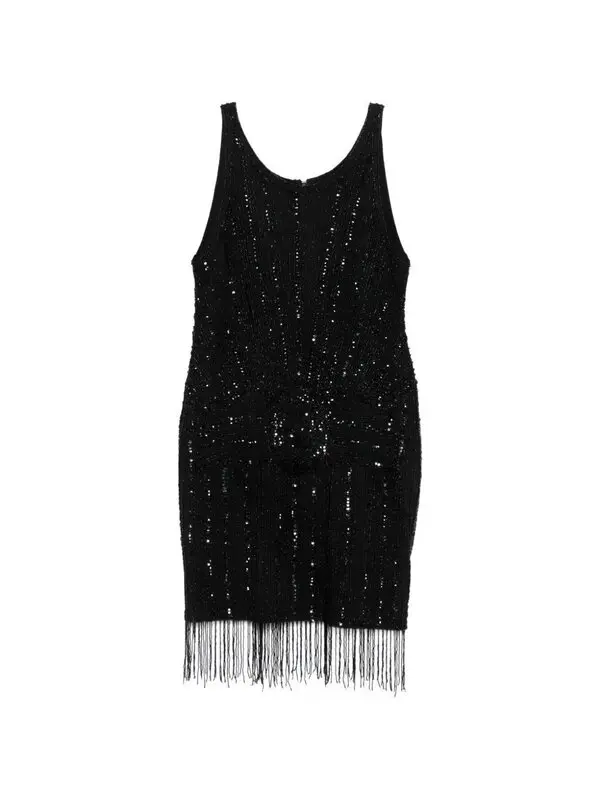 Versace 1990s Beaded Fringe Embellishment Mini Dress