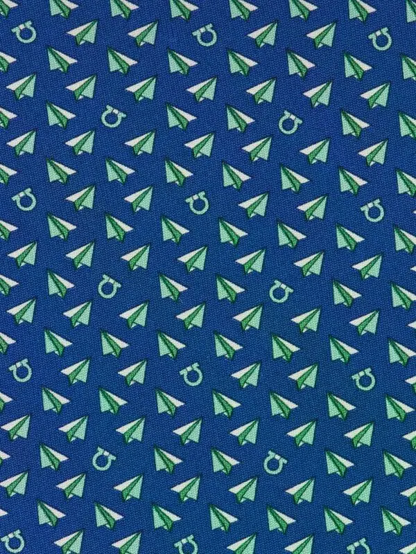 FERRAGAMO Mail-print Silk Tie - Blue