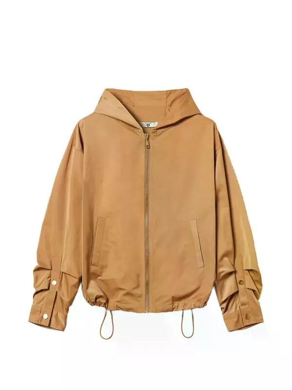 TWINSET Taffeta Hooded Jacket With Pleated Detail