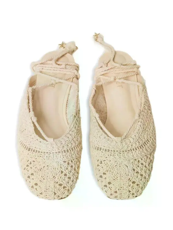 TWINSET Crochet Tie Ballet Flats - Neutrals