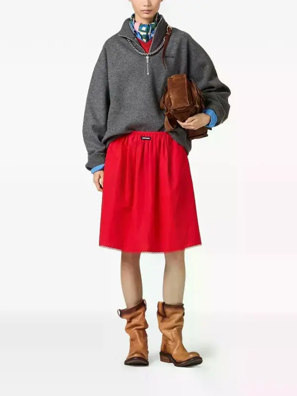 Miu Miu Cashmere And Jersey Zipper Sweater - Grey