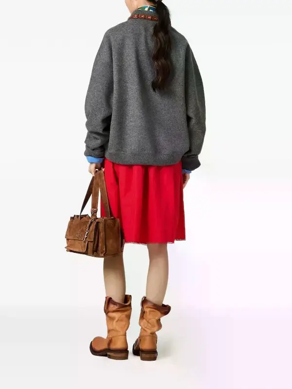 Miu Miu Cashmere And Jersey Zipper Sweater - Grey