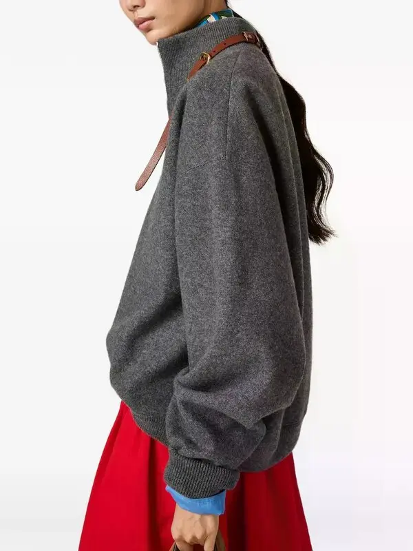 Miu Miu Cashmere And Jersey Zipper Sweater - Grey