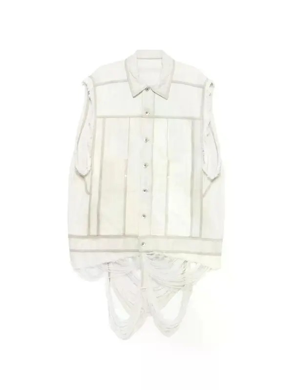 Rick Owens Frayed Denim Gilet