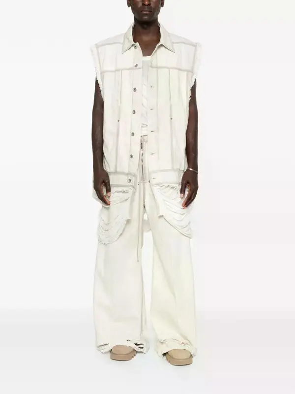 Rick Owens Frayed Denim Gilet