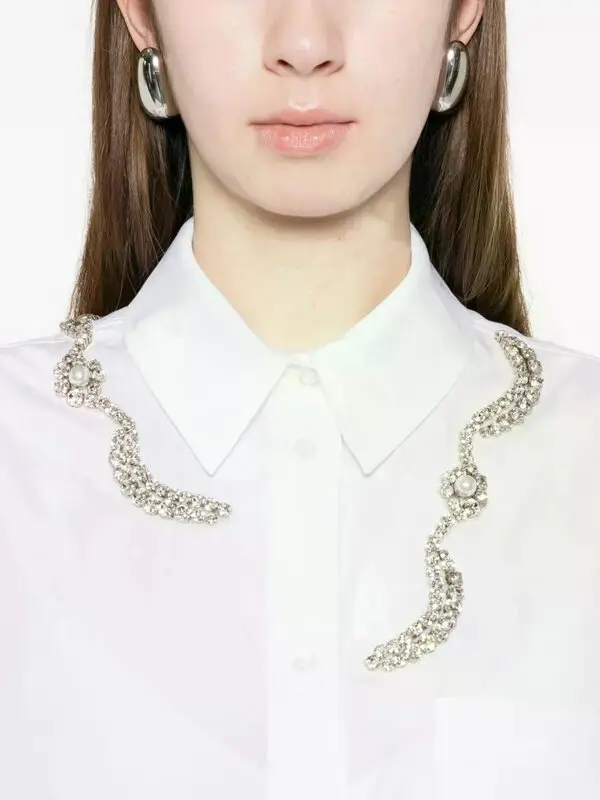 Simone Rocha Embellished Draped Sleeve Shirt