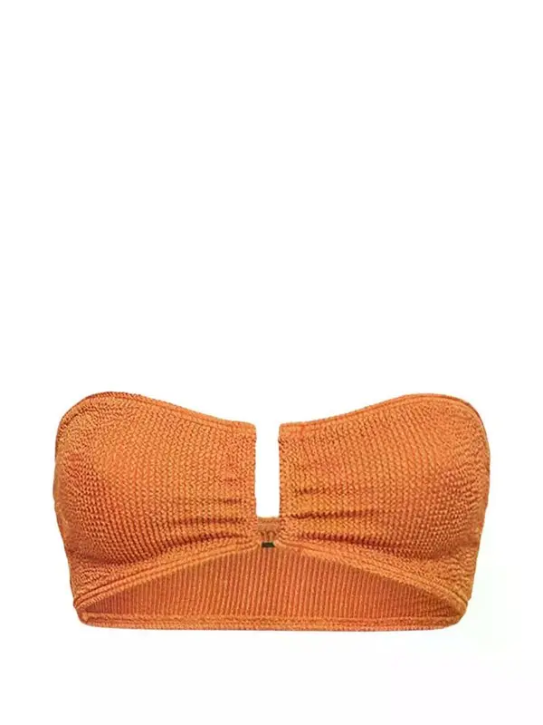 Bond Eye Textured Twist Cut-out Bikini Top - Orange