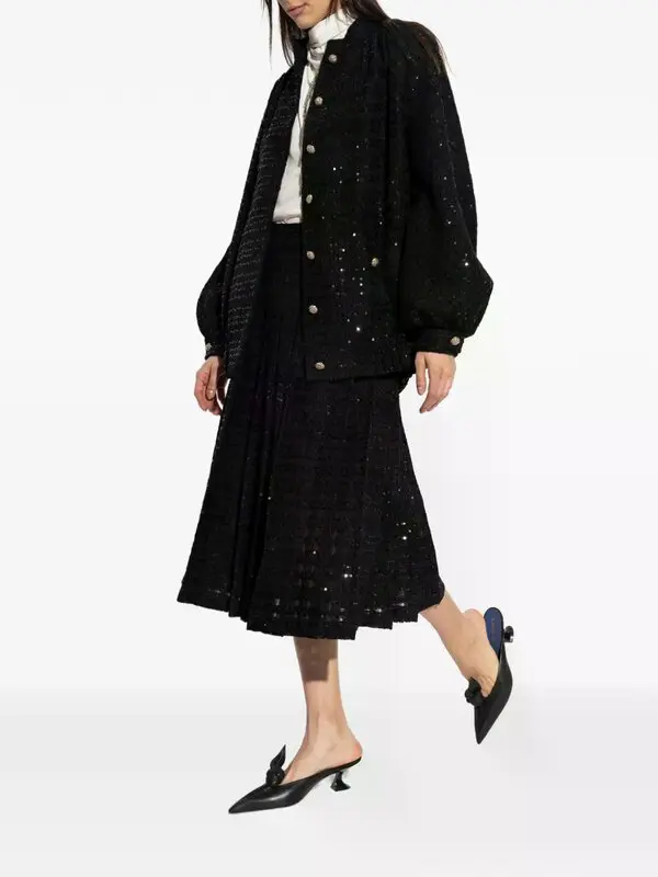 Alessandra Rich Embellished Sequin Button Jacket - Black