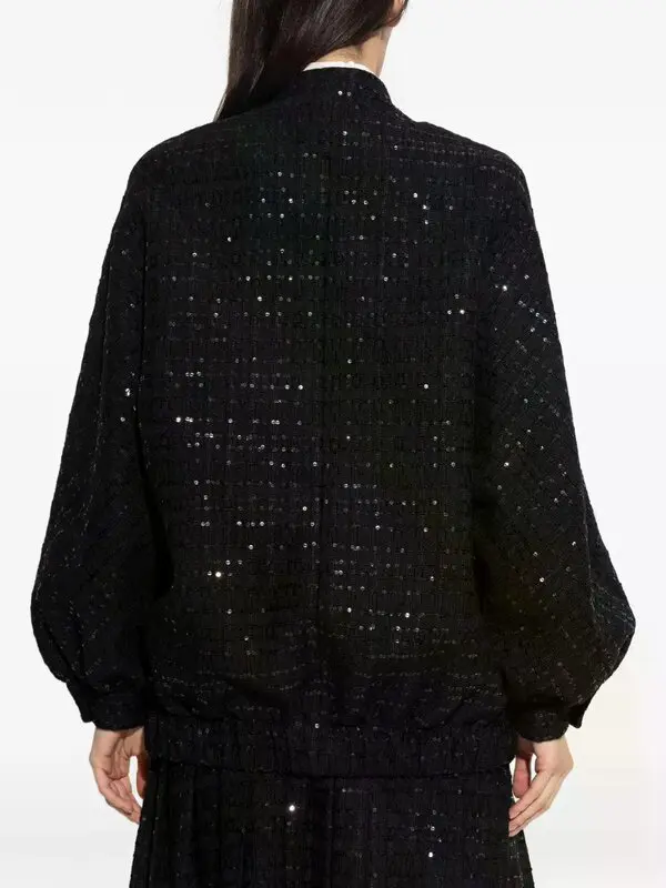 Alessandra Rich Embellished Sequin Button Jacket - Black