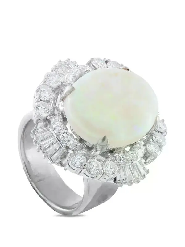 LB EXCLUSIVE 18k White Gold Diamond And Opal Ring - Silver