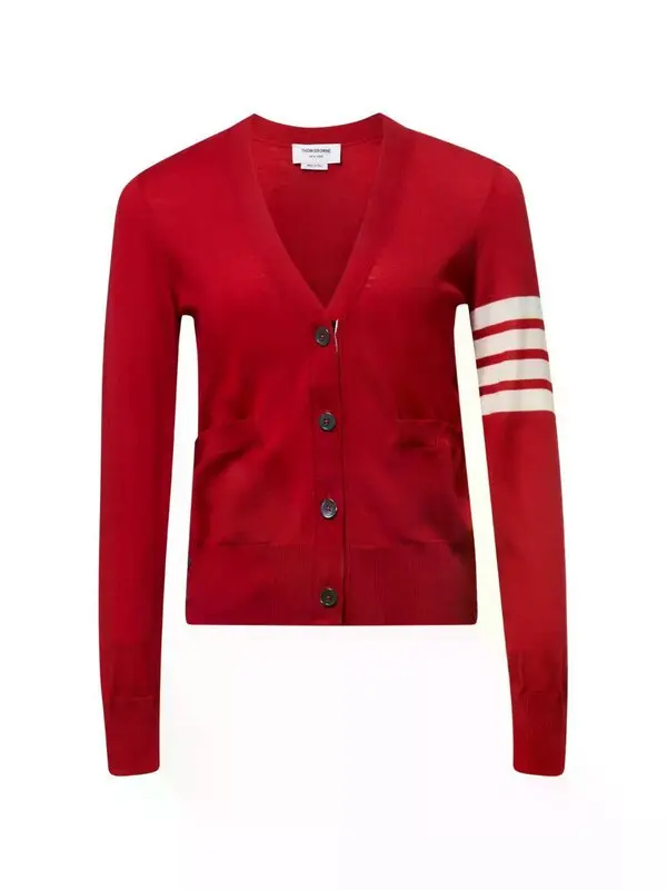 Thom Browne V-neck Cardigan With Four-stripe Detail
