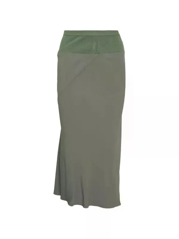 Rick Owens Midi Skirt With Ribbed Waist - Grey