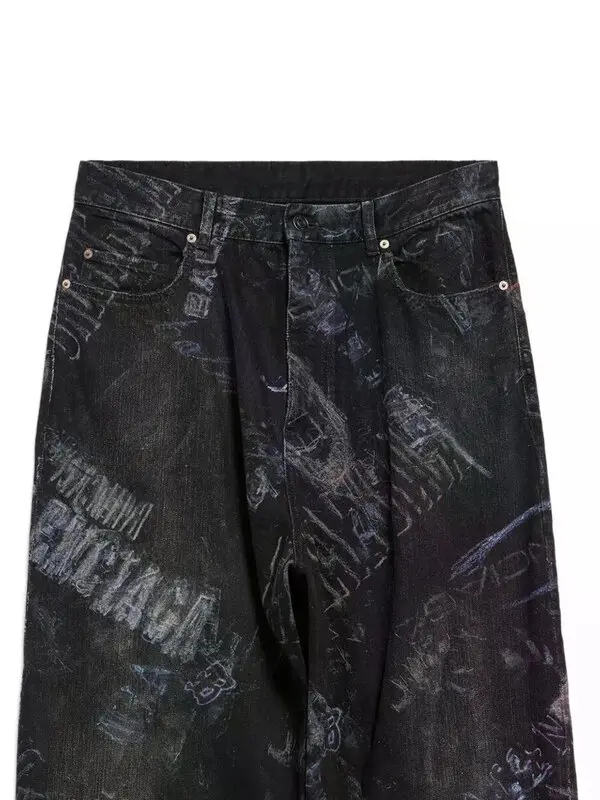 Balenciaga Printed Cotton Trousers - Black